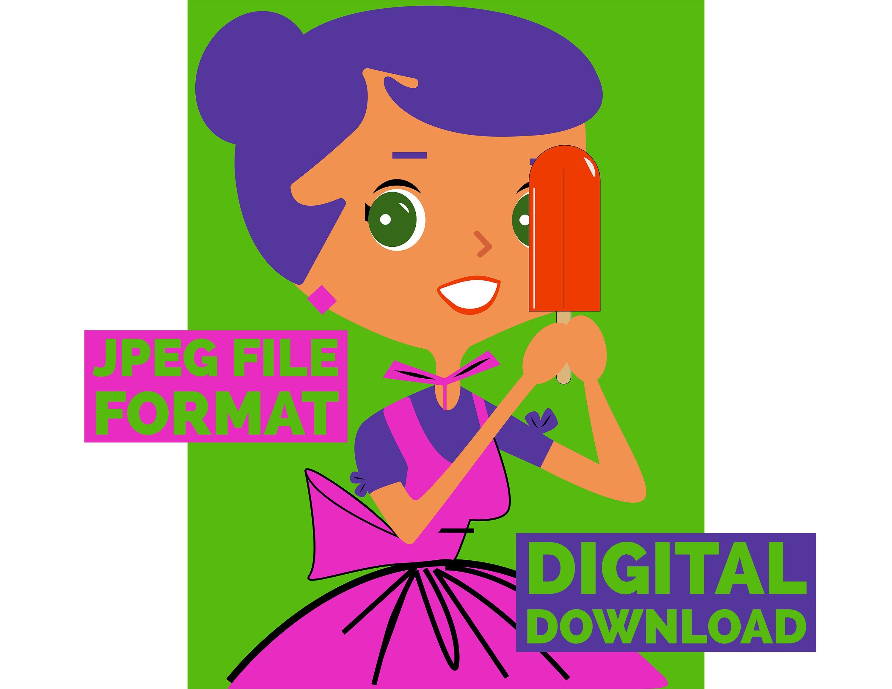 Digital Poster Download Vintage Housewife with Popscicle Jpeg File For ...
